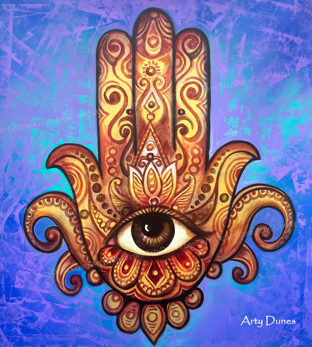 Divine Hand Of Fatima: Hamsa Hand | Hand Of God For Good Luck. Artist ...