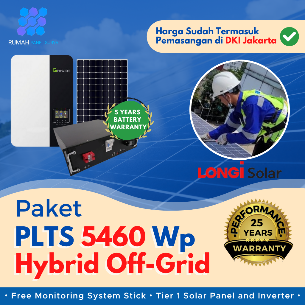 PLTS Atap 5460 Wp - Hybrid System 5 kW - Energy Storage - Lithium ...