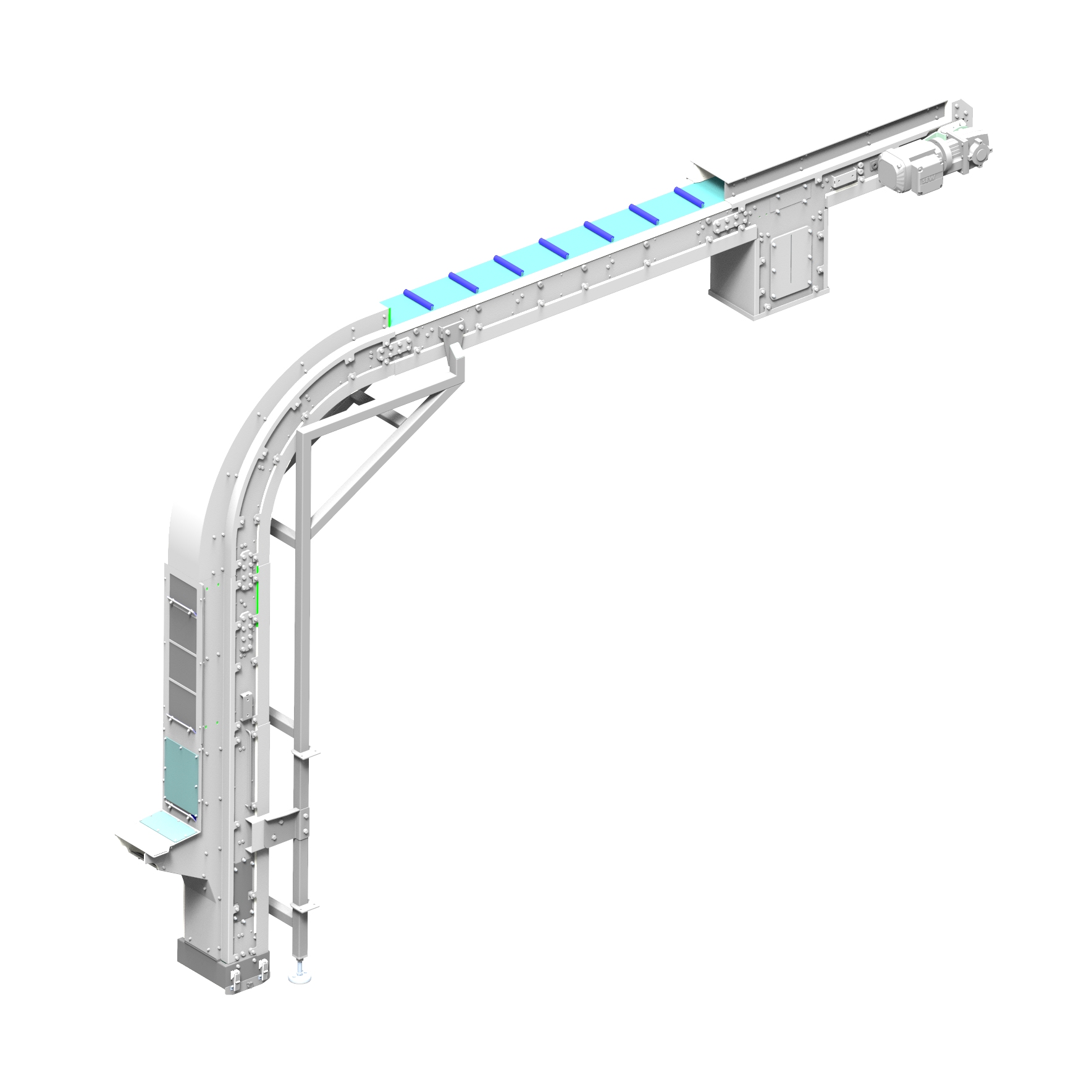 Modular angled belt conveyors (high or low)