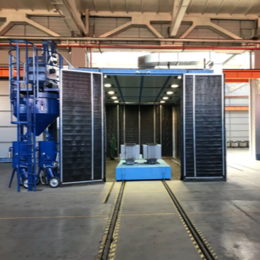 Shot blasting and sandblasting booths