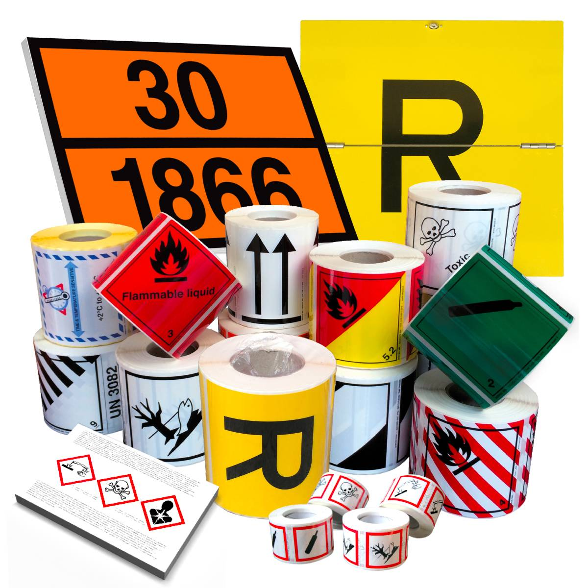 Labels, marks, placards and panels